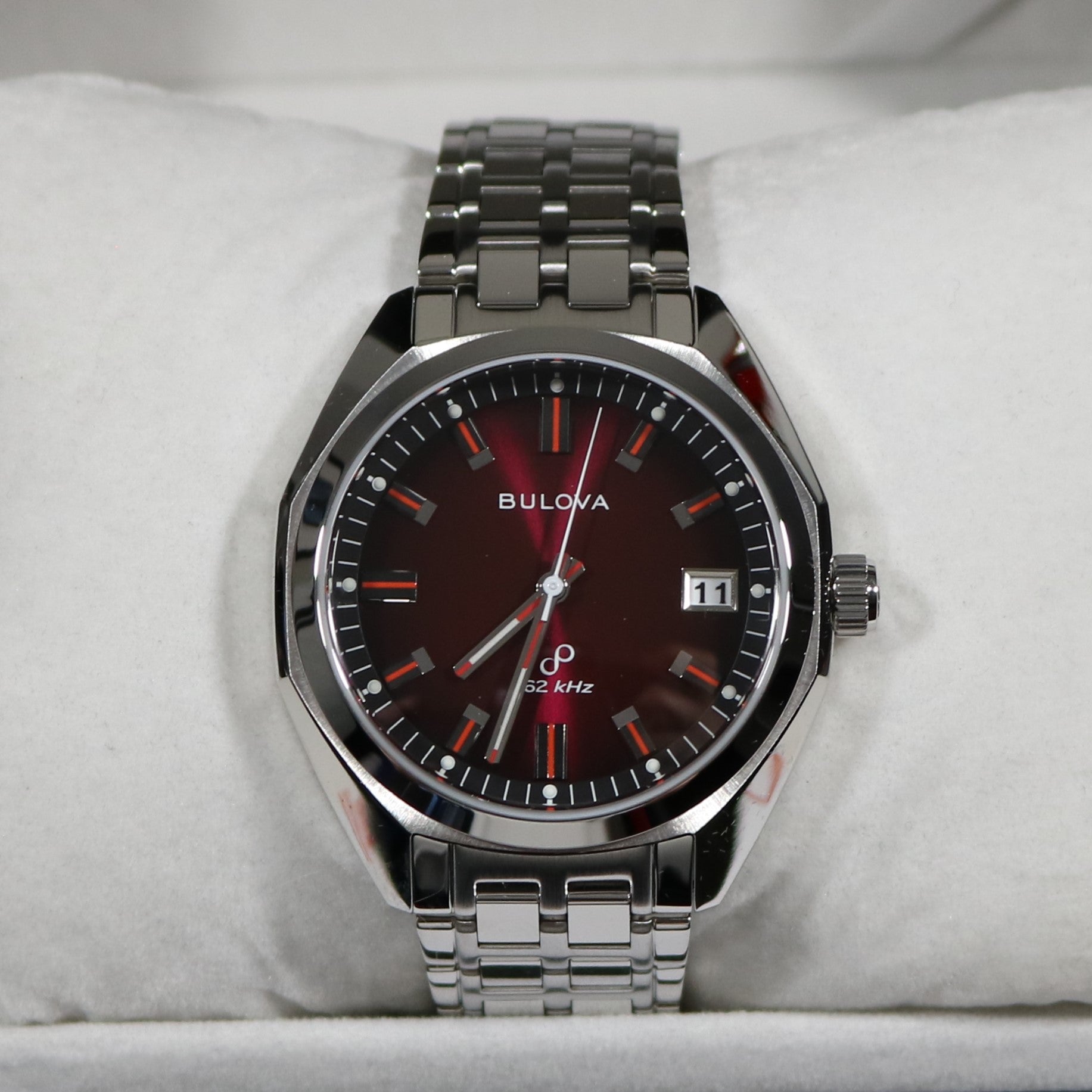 Bulova Jet Star Precisionist Men's Stainless Steel Red Dial Watch 96B4 ...