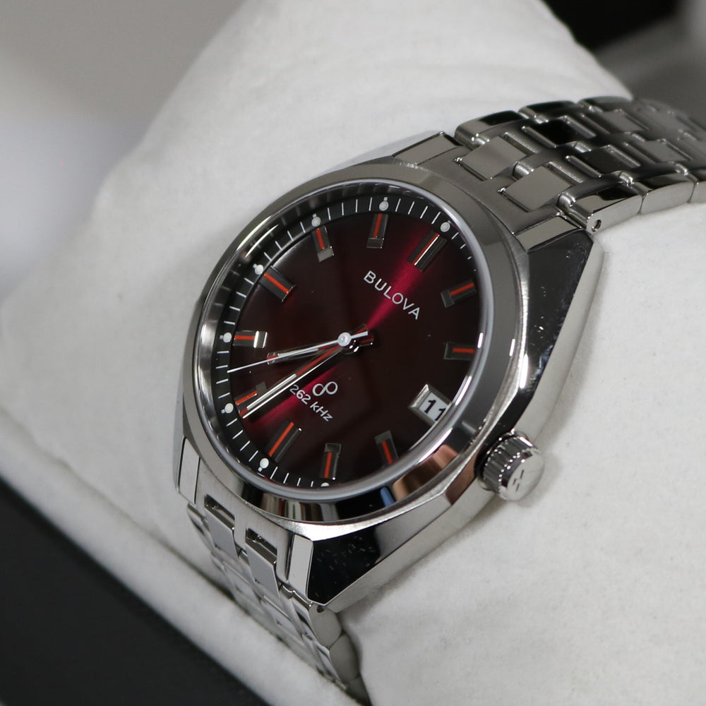 Bulova Jet Star Precisionist Men's Stainless Steel Red Dial Watch 96B4 ...