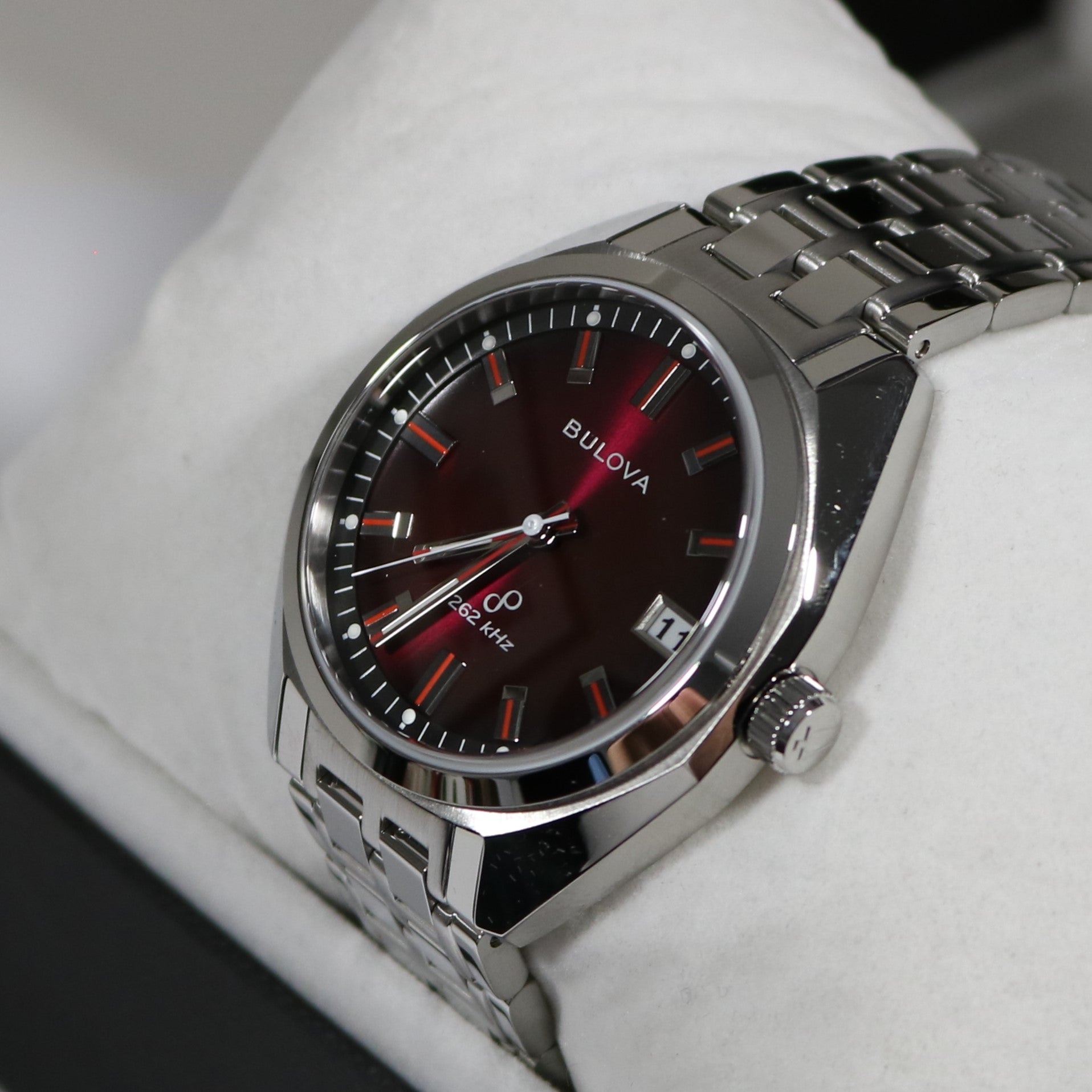 Bulova Jet Star Precisionist Men's Stainless Steel Red Dial Watch 96B4 ...