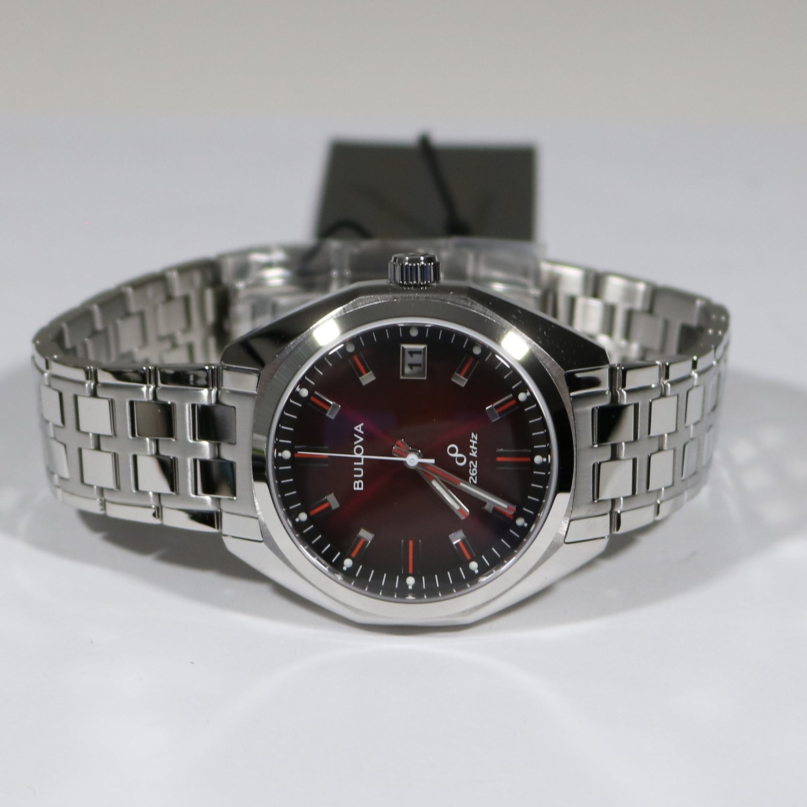 Bulova Jet Star Precisionist Men's Stainless Steel Red Dial Watch 96B4 ...