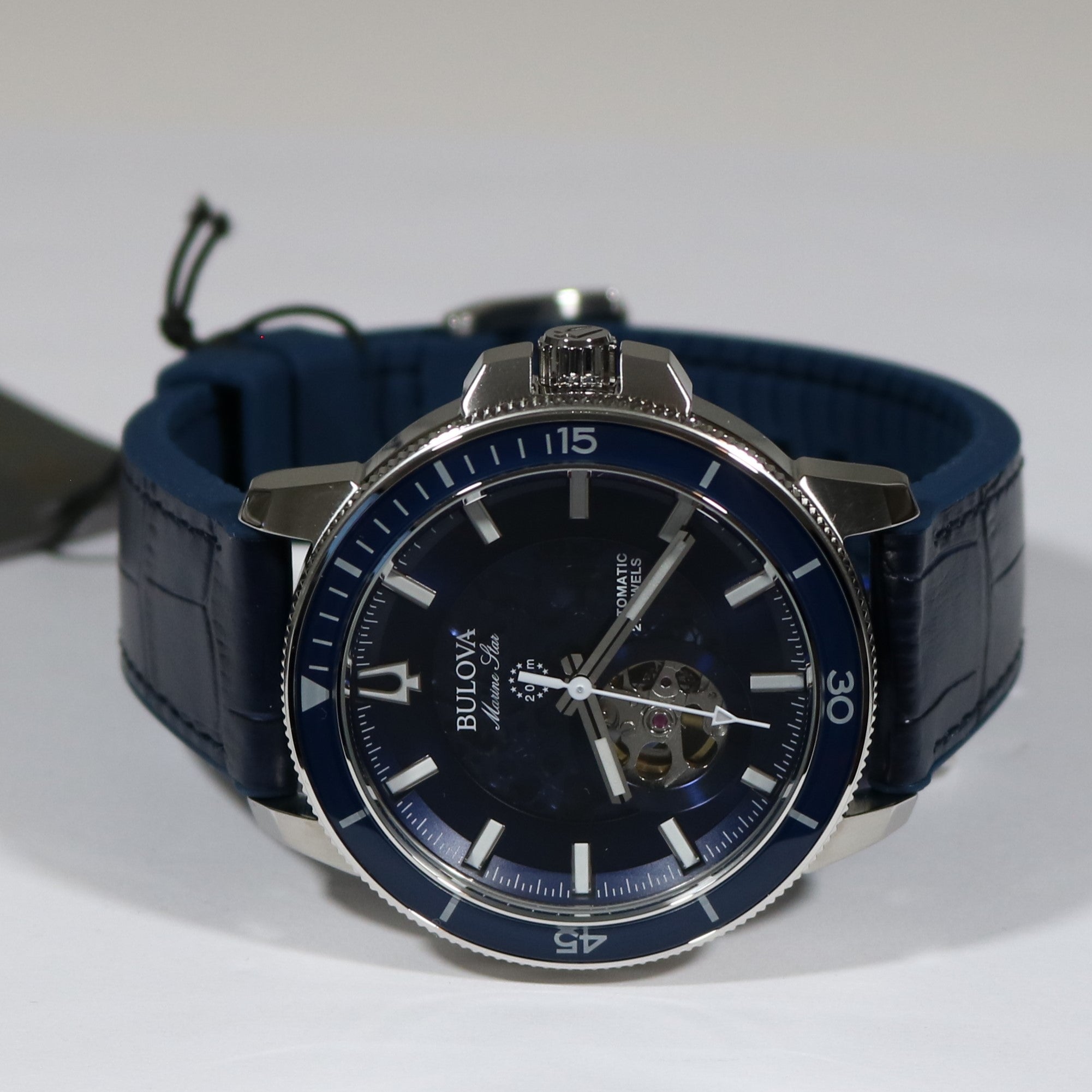 Bulova Marine Star Men's Stainless Steel Automatic Blue Dial Watch 96A – Chronobuy